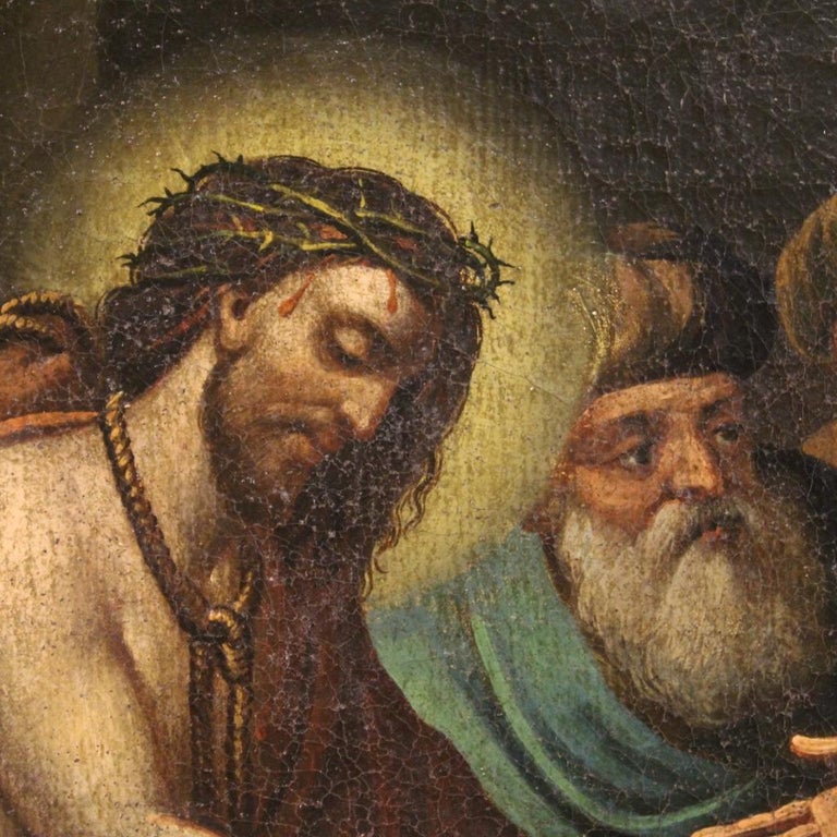 17th Century Oil on Canvas Italian Religious Painting Christ Before Pilate, 1670 at 1stDibs ...