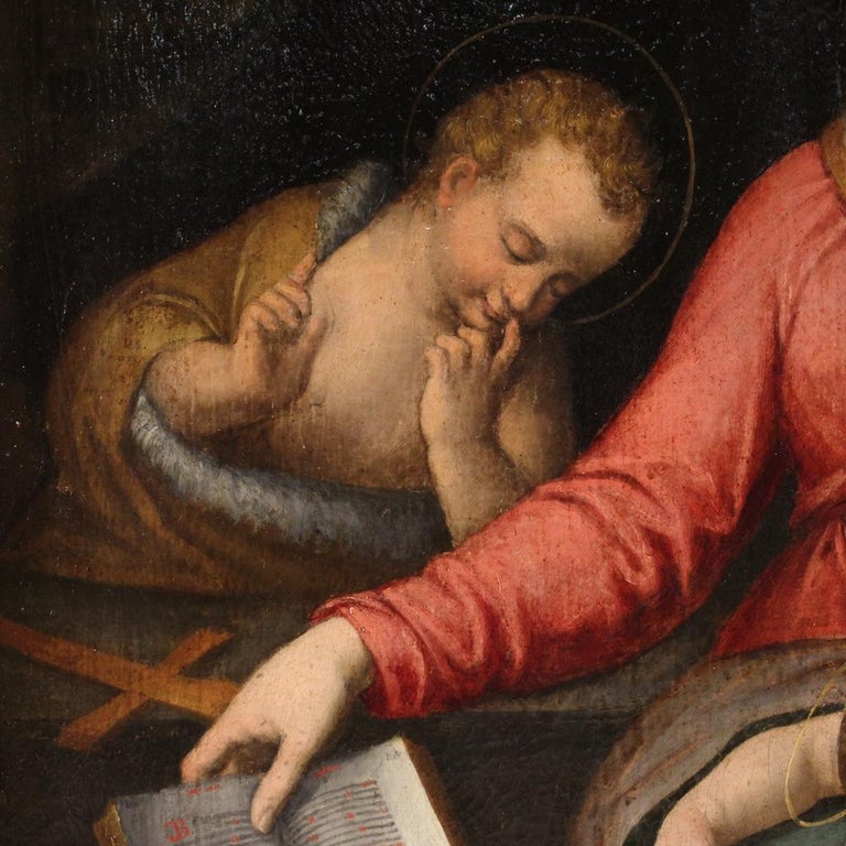 17th Century Oil on Canvas Italian Religious Painting Holy Family, 1620 ...