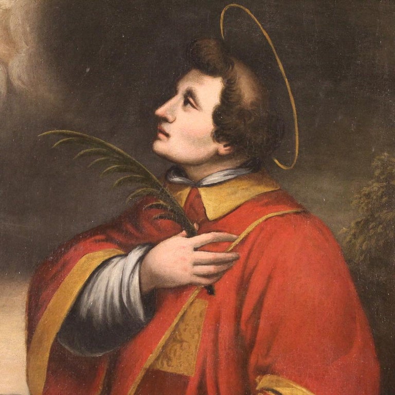 17th Century Oil on Canvas Italian Religious Painting Saint Lawrence ...