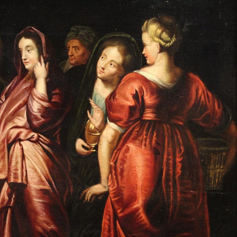 17th Century Oil on Oak Panel Flemish Antique Religious Painting, 1680 ...