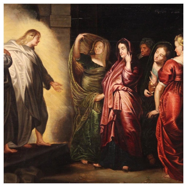 17th Century Oil on Oak Panel Flemish Antique Religious Painting, 1680 ...