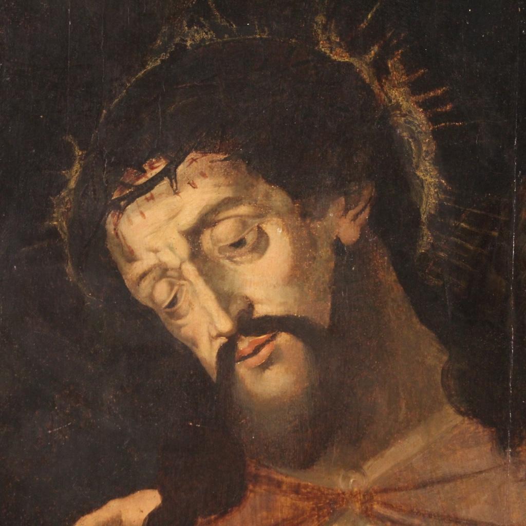 17th Century Oil on Panel Flemish Antique Religious Painting Ecce Homo ...