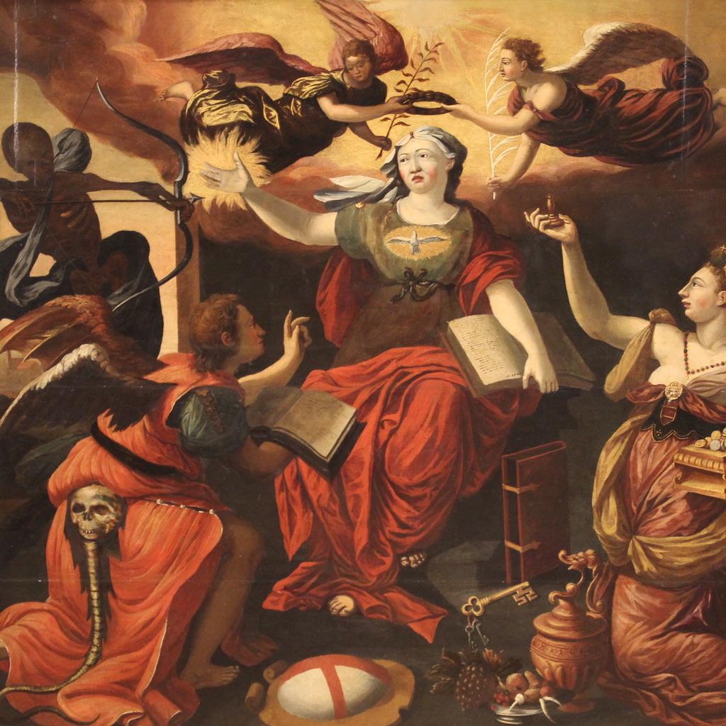17th Century Oil on Panel Flemish Painting Allegory of the Enemies of ...