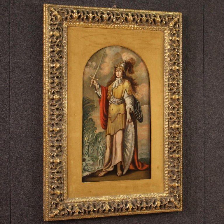 17th Century Oil on Panel French Antique Painting La Femme Forte ...