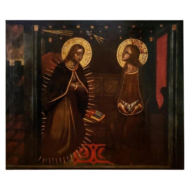 Painting of the Annunciation Possibly 17th Century For Sale at 1stDibs