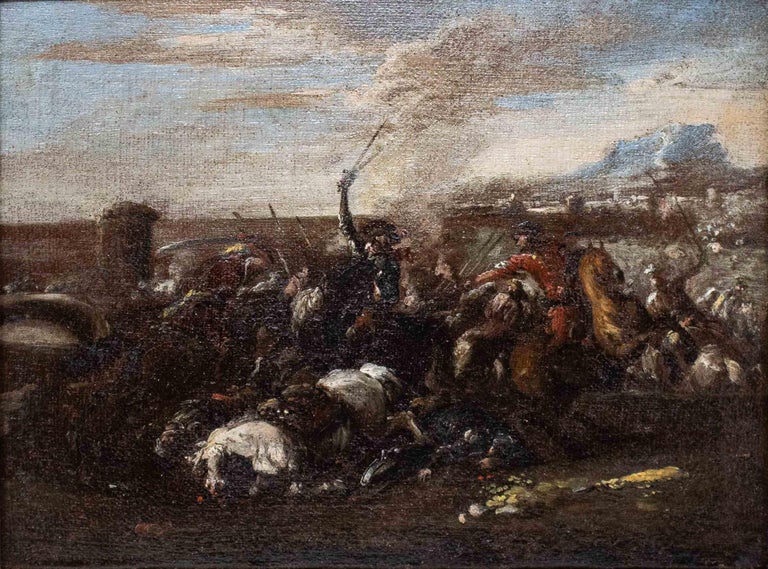 17th Century Pair of Battle Scenes Painting Oil on Canvas For Sale at ...