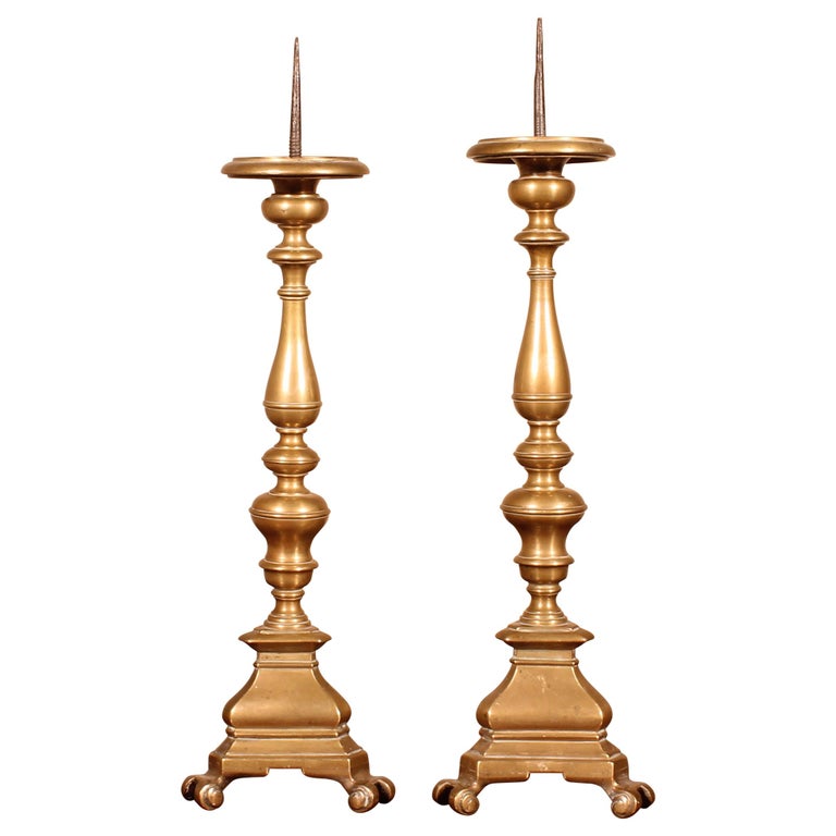17th Century Pair of Small Candlesticks, Italy in Bronze For Sale at ...