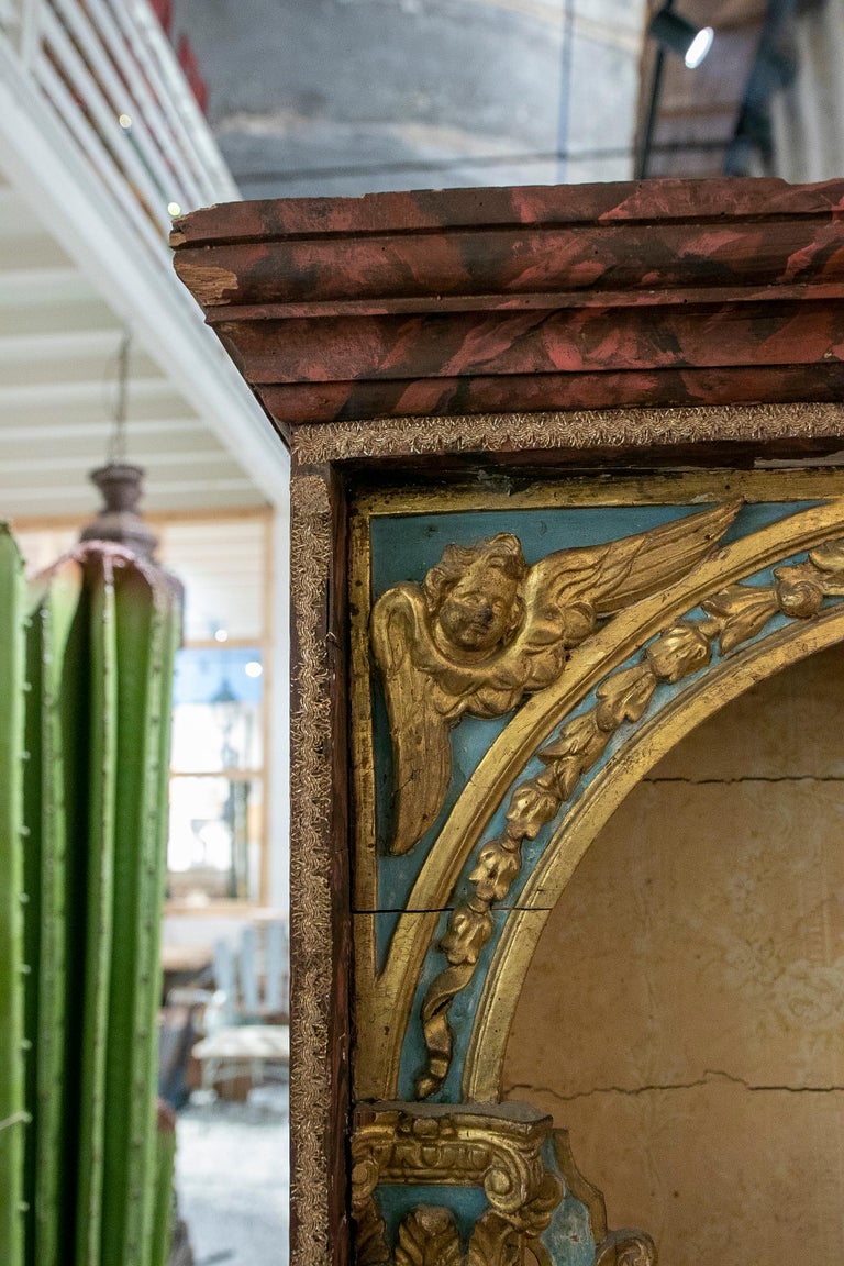 17th Century Polychrome Wooden Niche with Angels and Pilasters For Sale ...