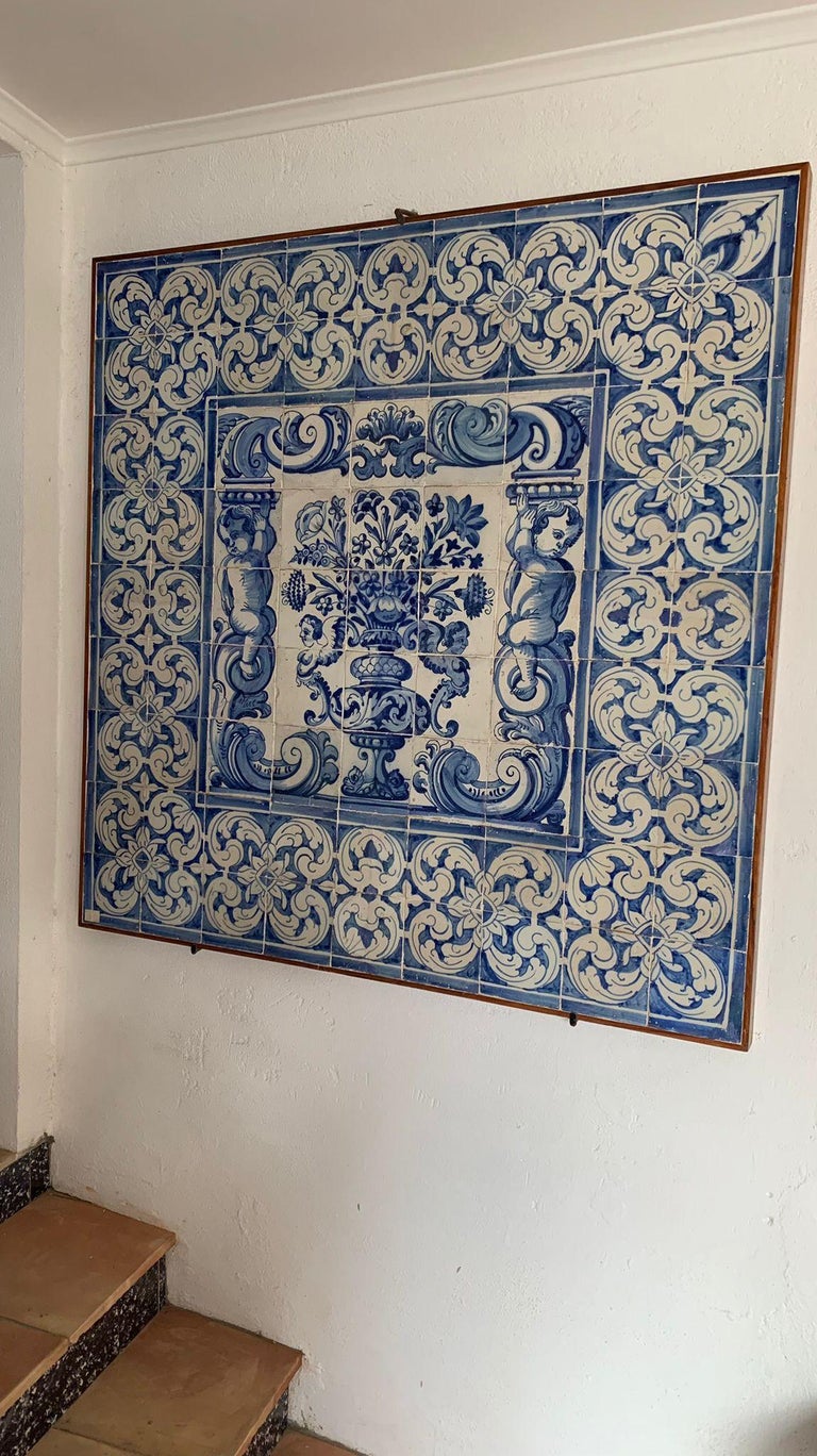 17th Century Portuguese Tile Panel Representing "Floral Vase" For Sale ...