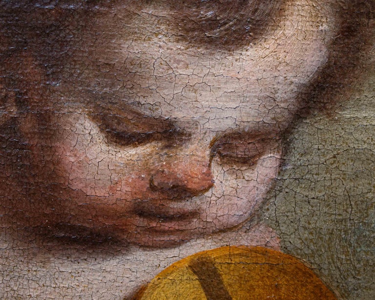 17th Century, Putti Musicians Painting Oil on Canvas Genoese School For ...