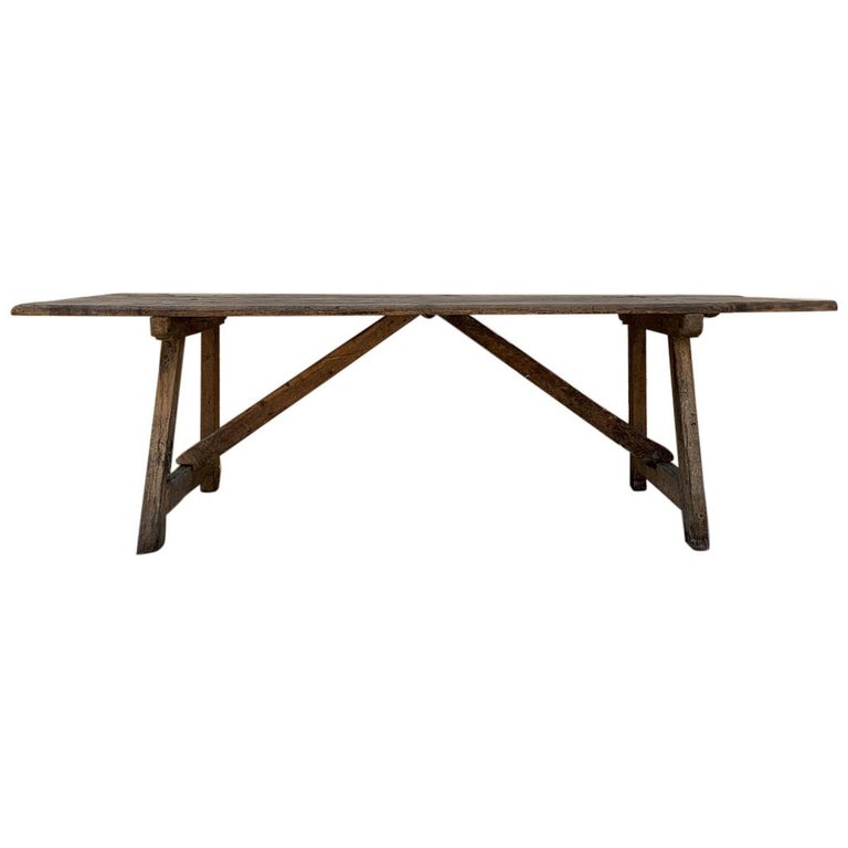 17th Century Pyrinee Refectory Trestle Table Chestnut at 1stDibs