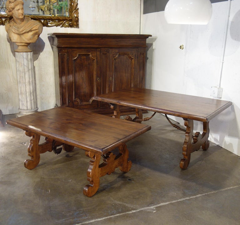 17th C Refectory Style Old Italian Walnut 42x26 Coffee Table with ...