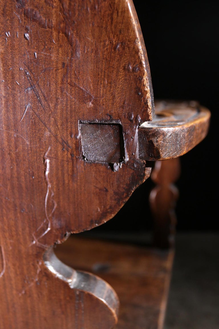 17th Century Renaissance Sgabello Walnut Chair For Sale at 1stDibs