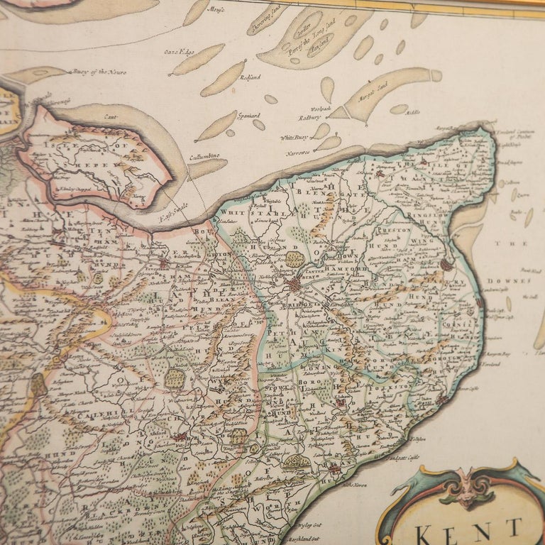 17th Century Robert Morden Map of Kent, C.1695 at 1stDibs