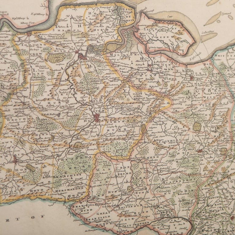 17th Century Robert Morden Map of Kent, C.1695 at 1stDibs
