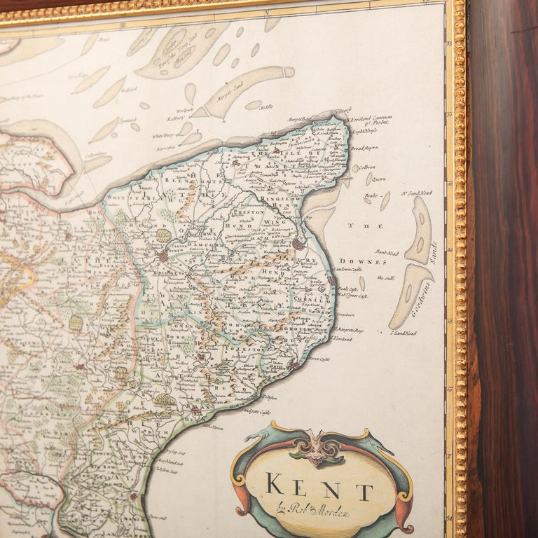 17th Century Robert Morden Map of Kent, C.1695 at 1stDibs