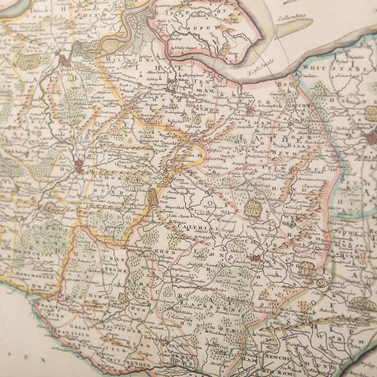 17th Century Robert Morden Map of Kent, C.1695 at 1stDibs