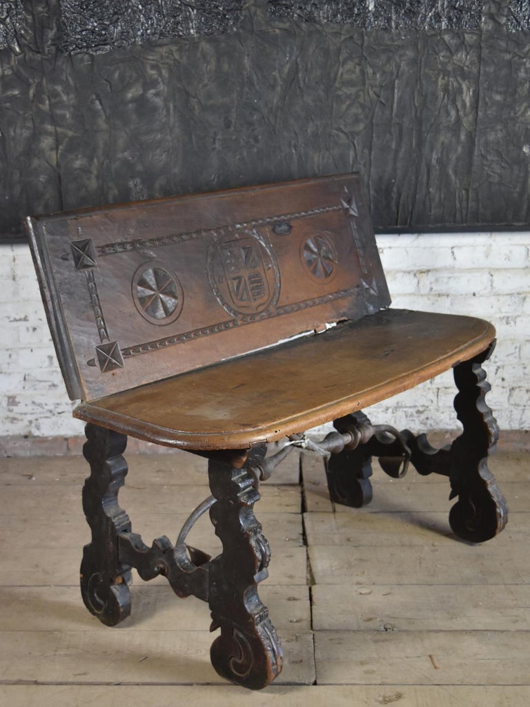 17th Century Rustic Spanish Baroque Walnut Bench / Settee For Sale at ...
