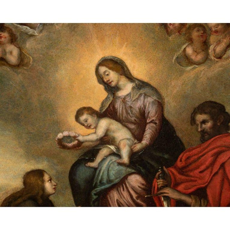 17th Century Sacred Conversation with Saints Painting Oil on Copper For ...