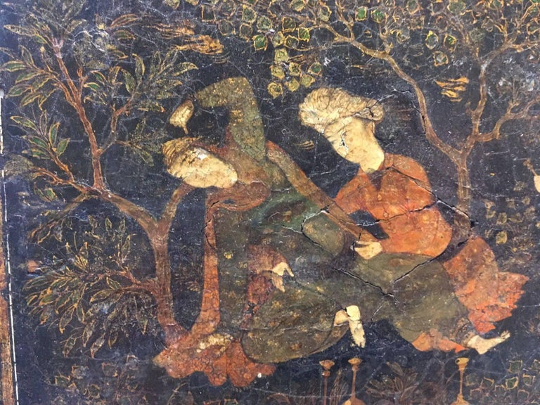 17th Century, Safavid Painting on a Wooden Panel For Sale at 1stDibs