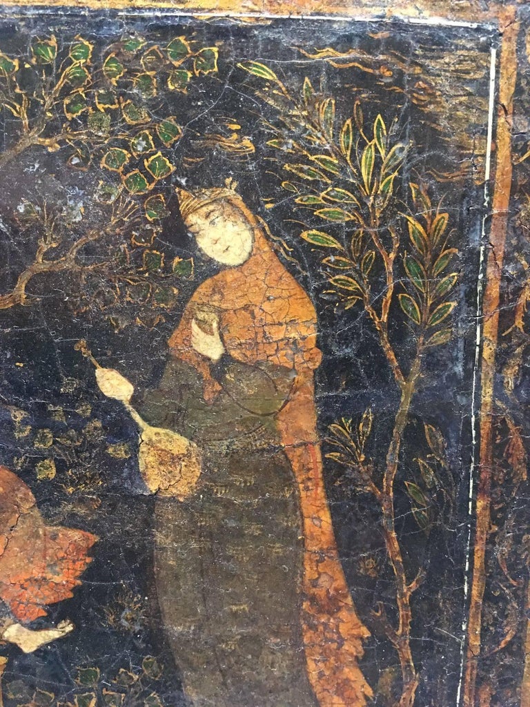 17th Century, Safavid Painting on a Wooden Panel For Sale at 1stDibs