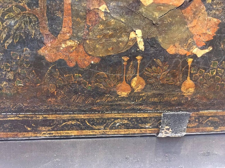 17th Century, Safavid Painting on a Wooden Panel For Sale at 1stDibs