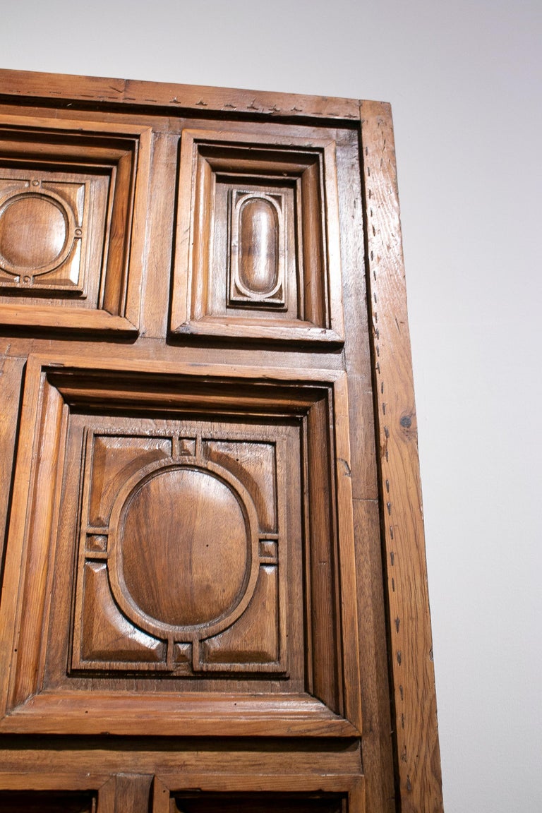 17th Century Spanish Geometric Panelled Hand Carved Wooden Door Panel ...