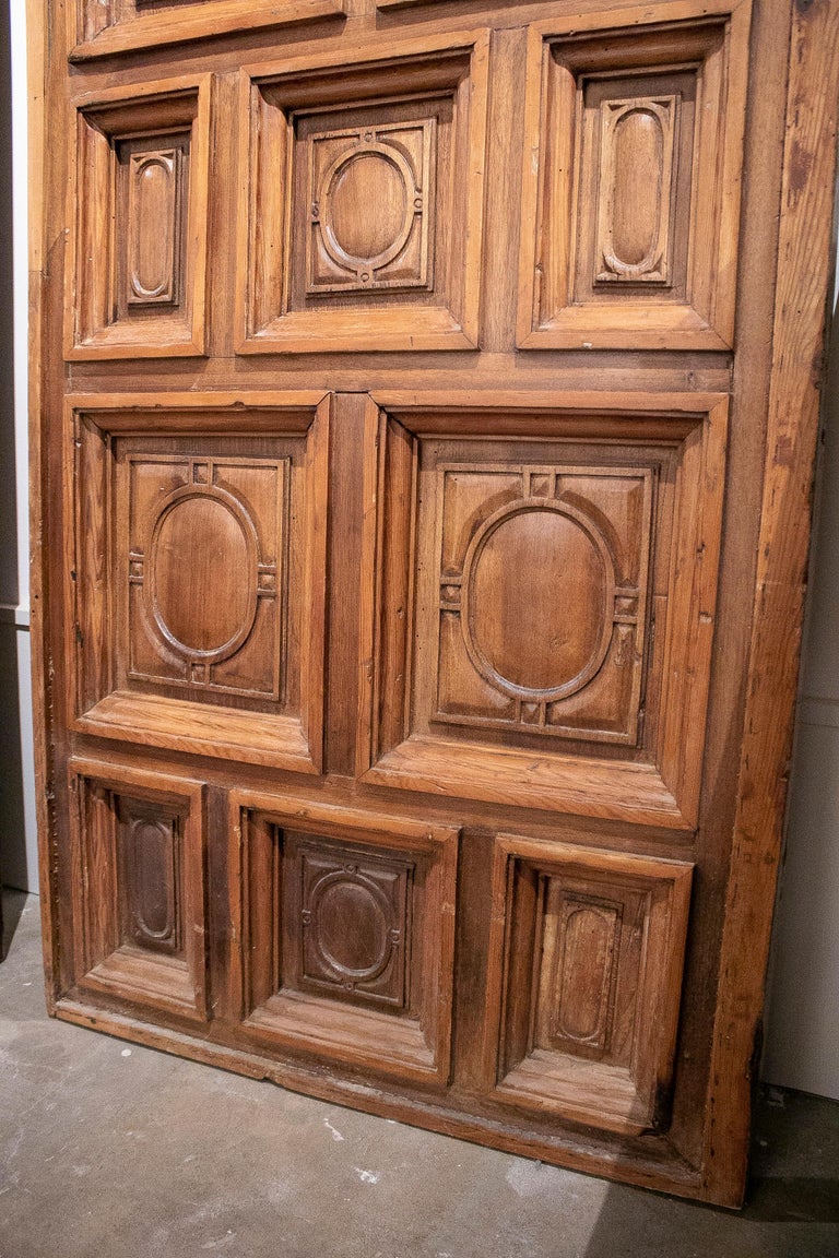 17th Century Spanish Geometric Panelled Hand Carved Wooden Door Panel ...