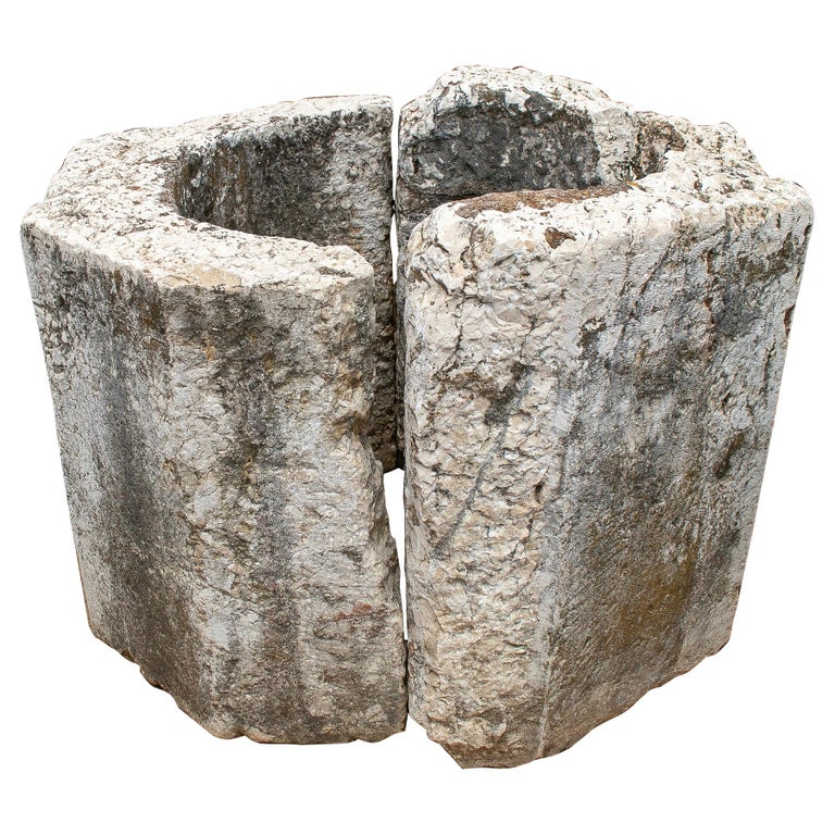 17th Century Spanish Hand Carved 2-Part Stone Water Well For Sale at ...