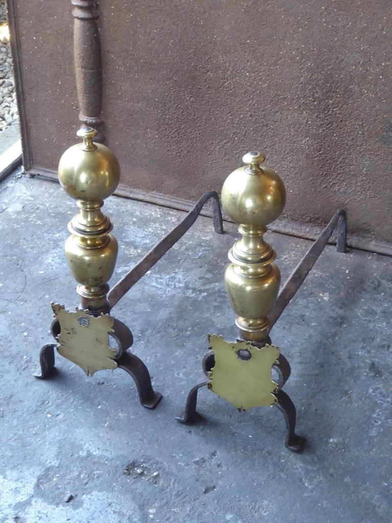 17th Century Spanish Louis XIII Andirons or Firedogs For Sale at 1stDibs