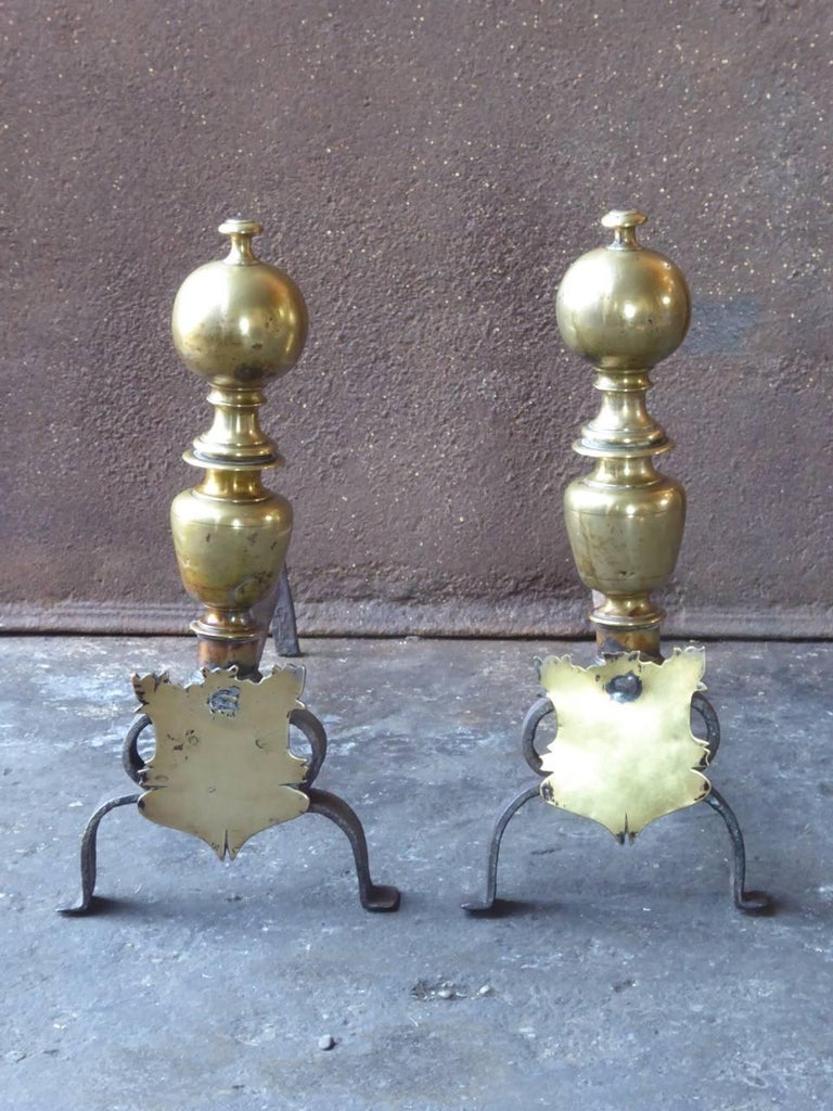 17th Century Spanish Louis XIII Andirons or Firedogs For Sale at 1stDibs