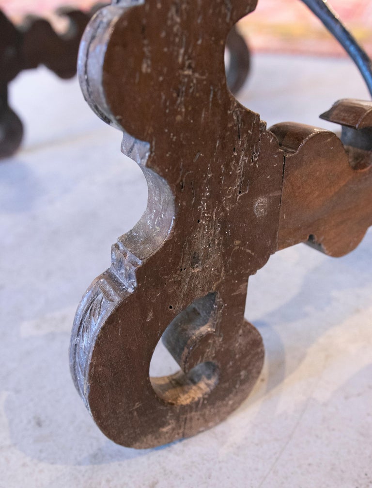 17th Century Spanish "Lyre Leg" Walnut Table with Original Crossed ...