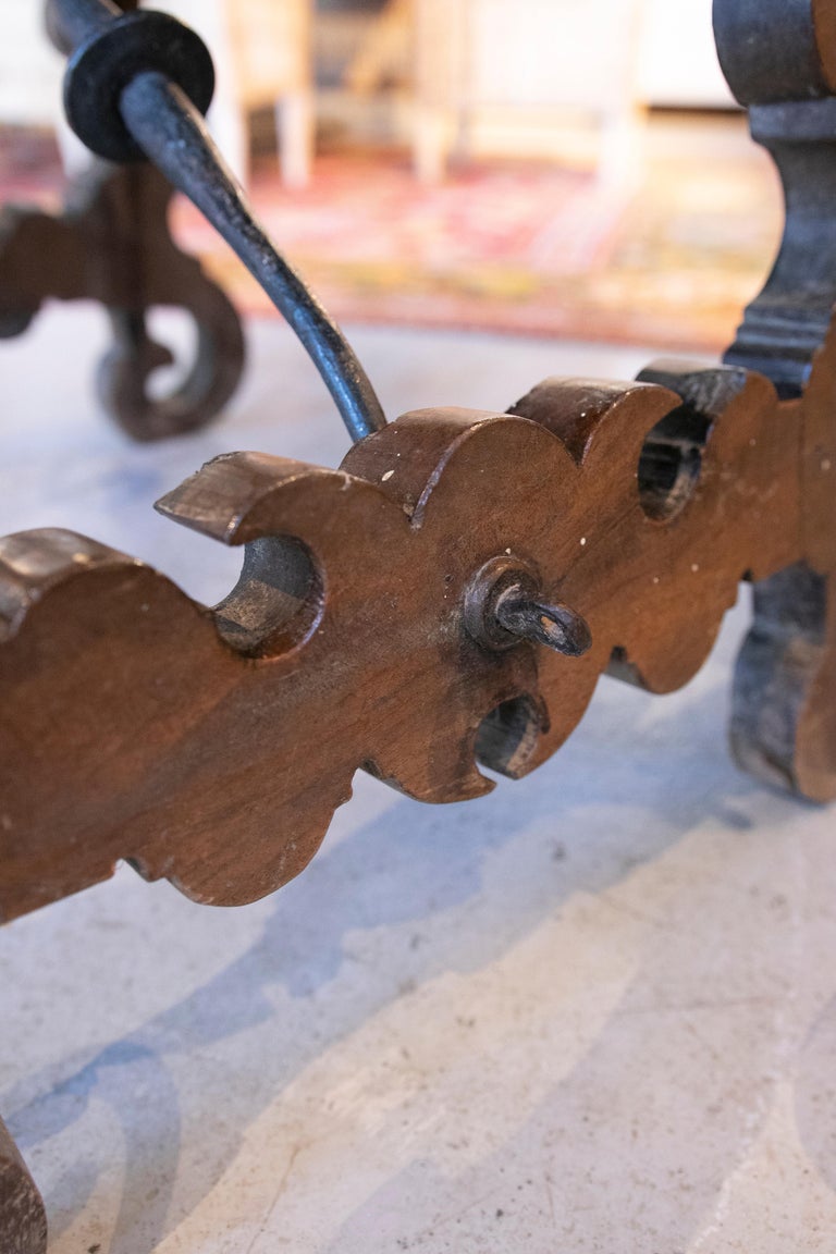 17th Century Spanish "Lyre Leg" Walnut Table with Original Crossed ...