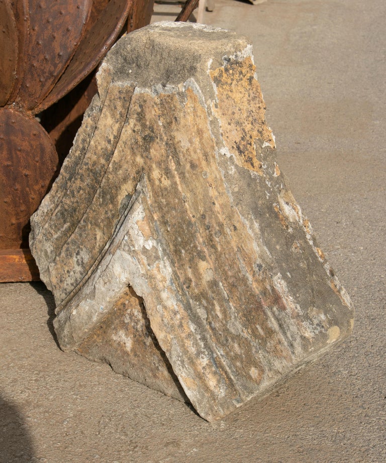 17th Century Spanish Pair of Hand Carved Church Arched Vault Keystones ...