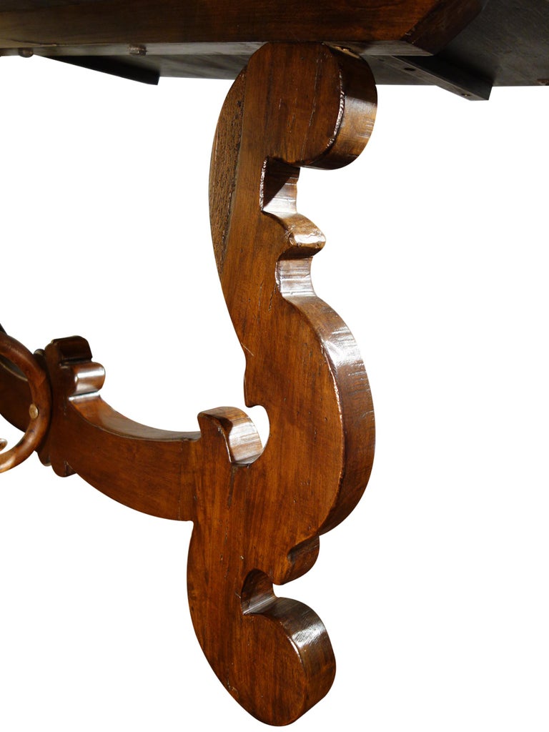 17th C Style Italian Walnut 84" Table extends to 126" with end ...