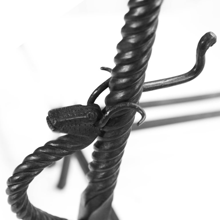 17th Century Style Pair of Gothic Serpent Andirons For Sale at 1stDibs