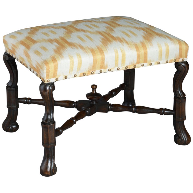 17th Century Style Walnut Stool in the Charles II Manner at 1stDibs