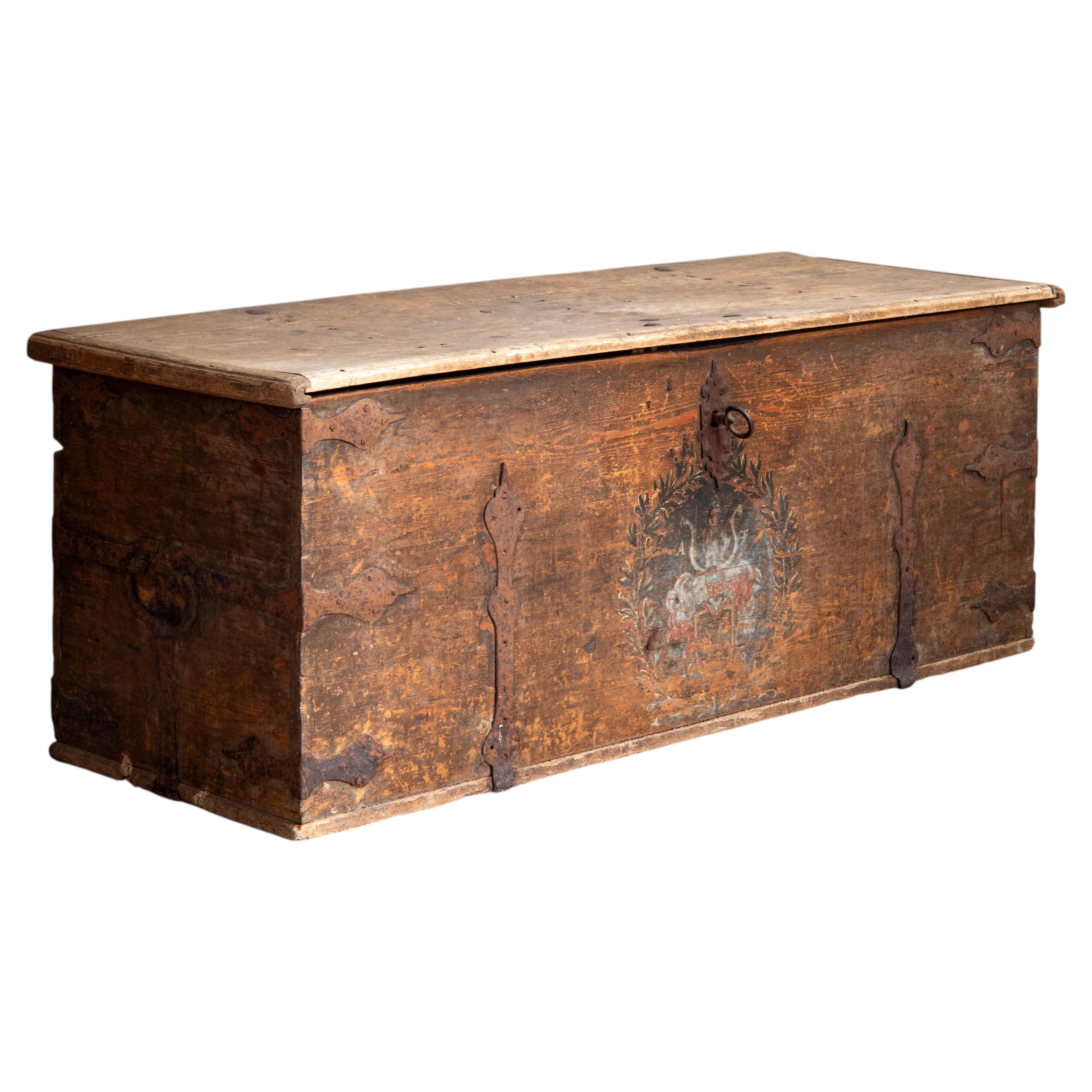 18th Century Iron-Bound Trunk For Sale at 1stDibs