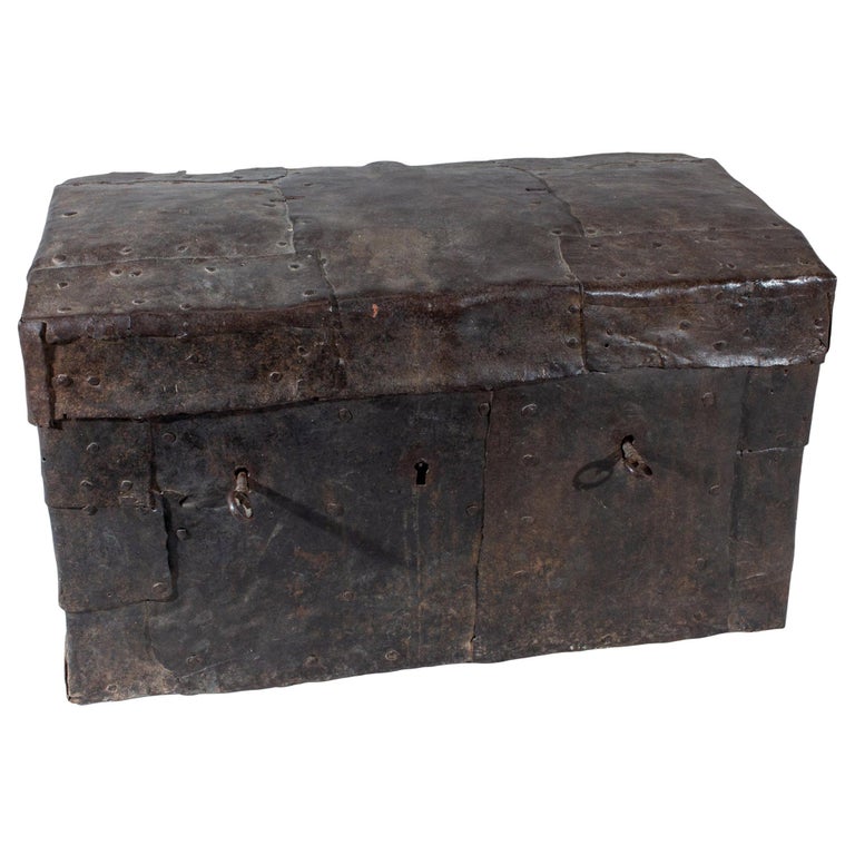 17th Century Swedish Iron Alms Chest with Keys at 1stDibs