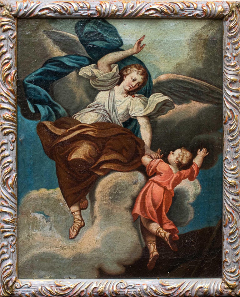 17th Century The Guardian Angel Painting Oil on Canvas at 1stDibs