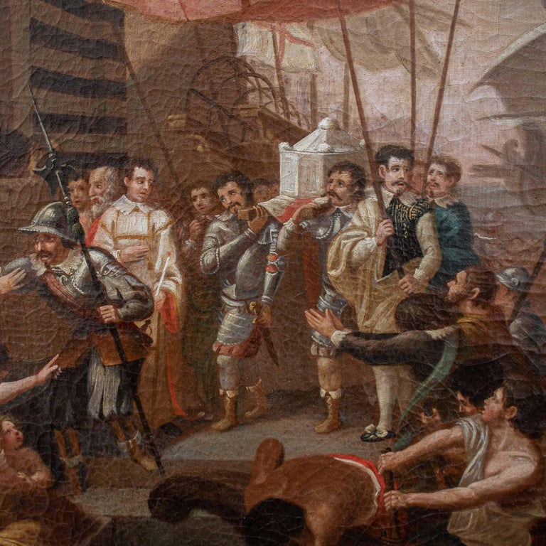 17th Century The transport of the ashes of the Baptist Oil on canvas ...