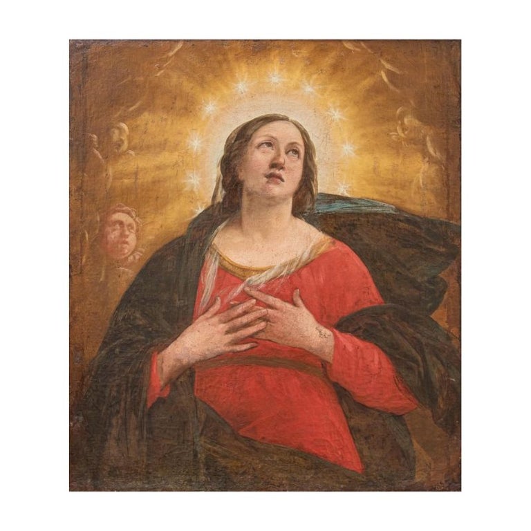 17th Century Virgin of the Assumption Painting Oil on Canvas For Sale ...