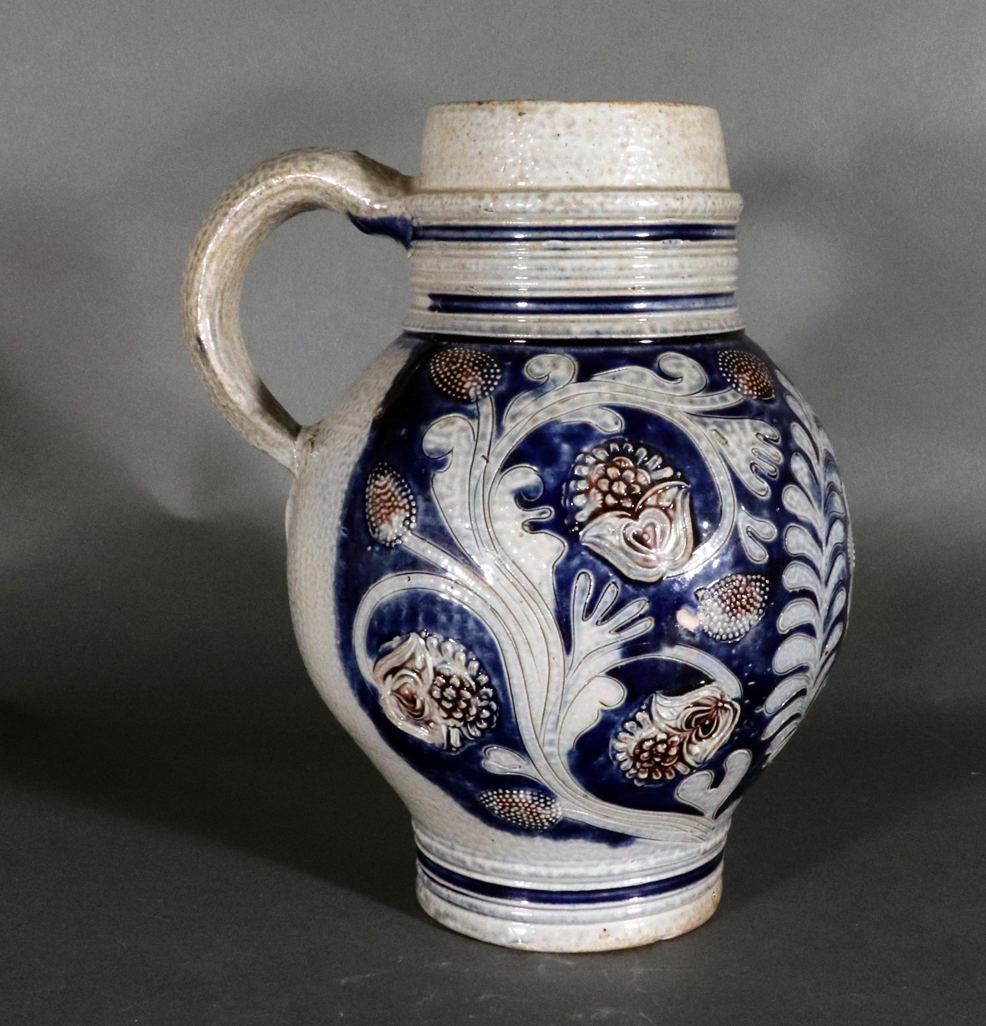 17th Century Westerwald Blue and Manganese Stoneware Jug For Sale at ...