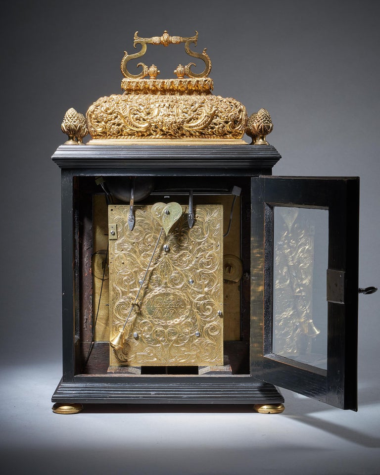 17th century William and Mary Ebony Eight-Day table clock by James ...