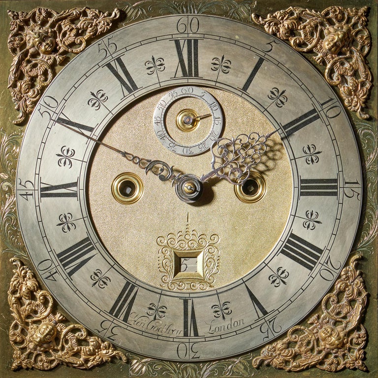 17th Century William and Mary Eight-Day Burl Elm Floral Marquetry ...