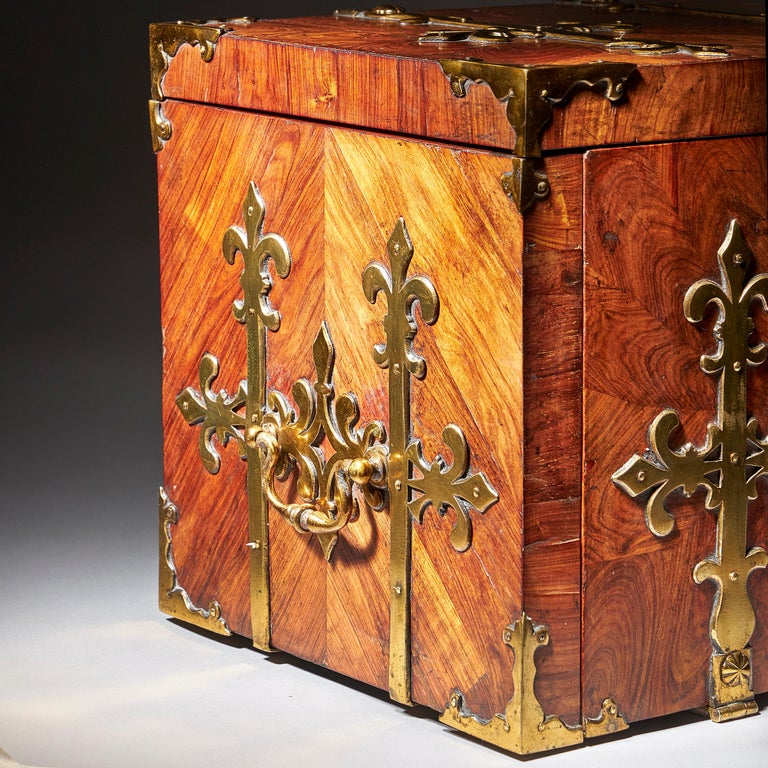 17th Century William and Mary Period Kingwood Oyster Strongbox or ...