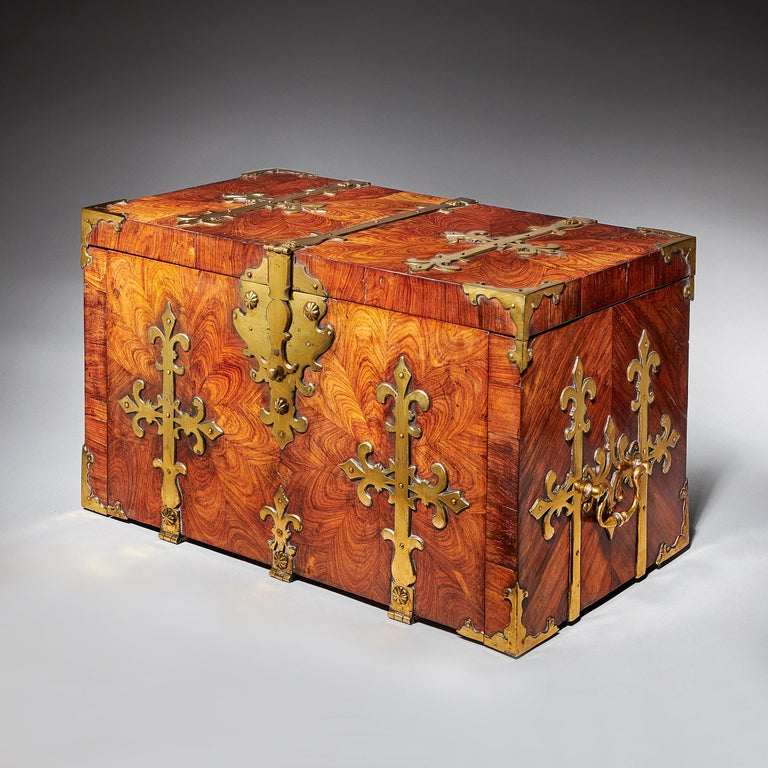 17th Century William and Mary Period Kingwood Oyster Strongbox or ...