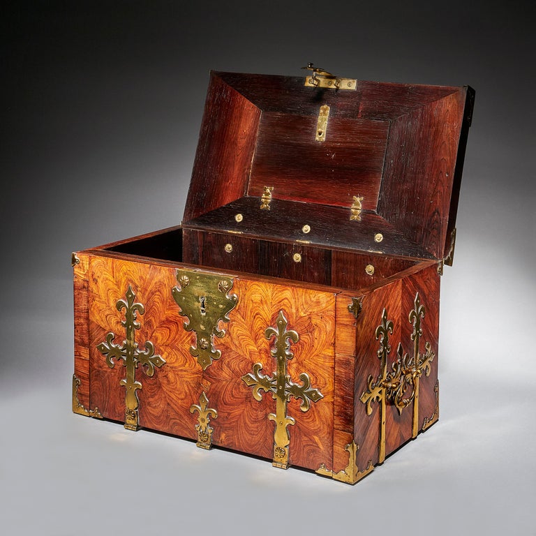 17th Century William and Mary Period Kingwood Oyster Strongbox or ...
