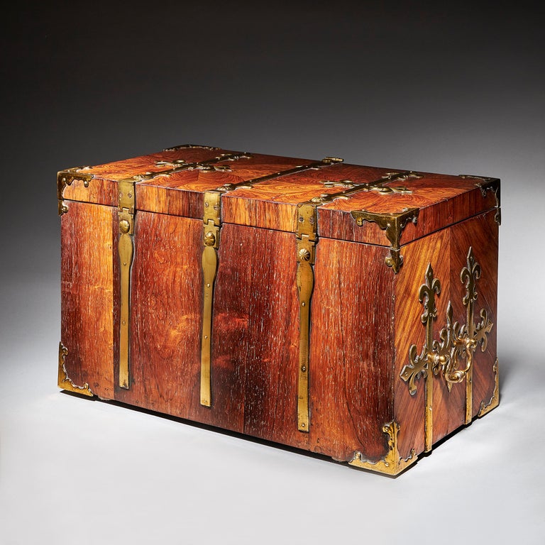 17th Century William and Mary Period Kingwood Oyster Strongbox or ...