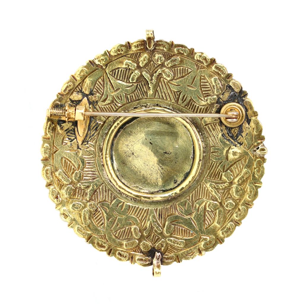 17th-Early 18th Century Spanish Colonial Gold Enameled Adornment with ...